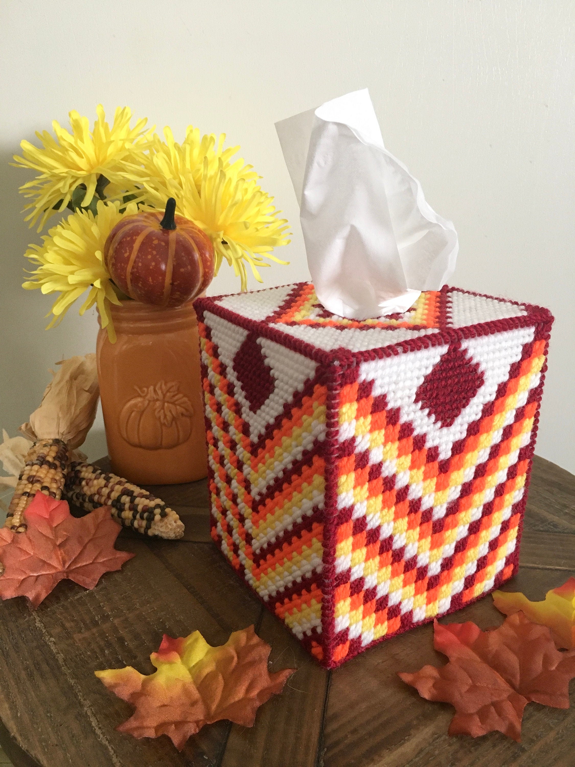 Colorful Geometric Tissue Box Cover, Chevron Pattern, Home Decor ...
