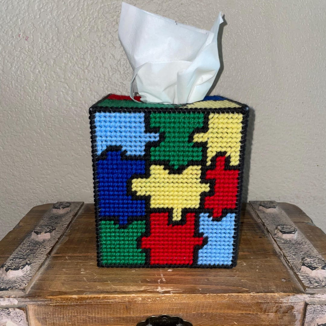 Puzzle Piece Tissue Box Cover: Autism Awareness Decor - Etsy
