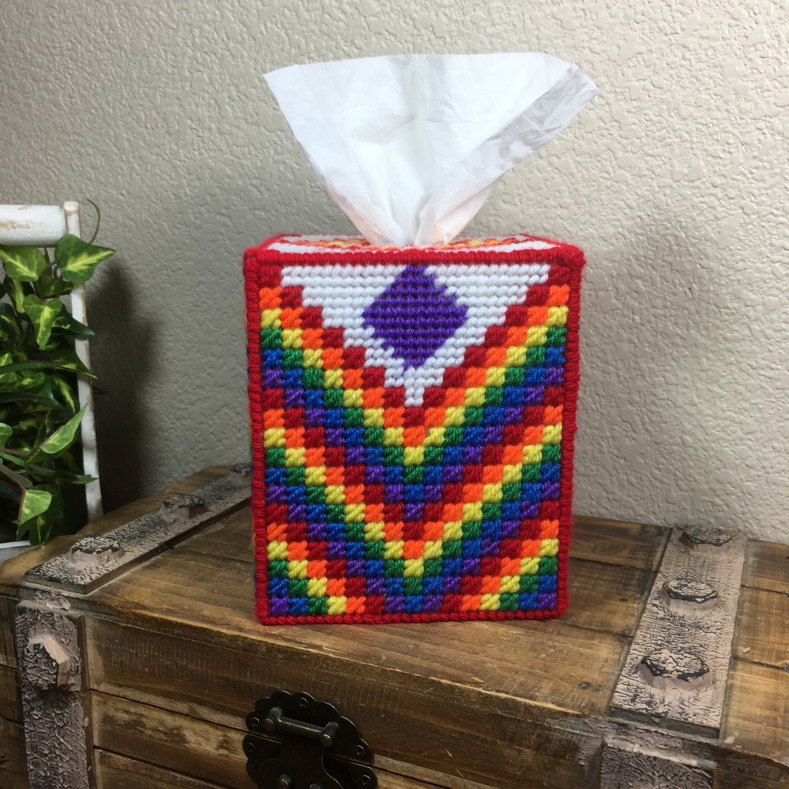 Colorful Geometric Tissue Box Cover Chevron Pattern Home - Etsy