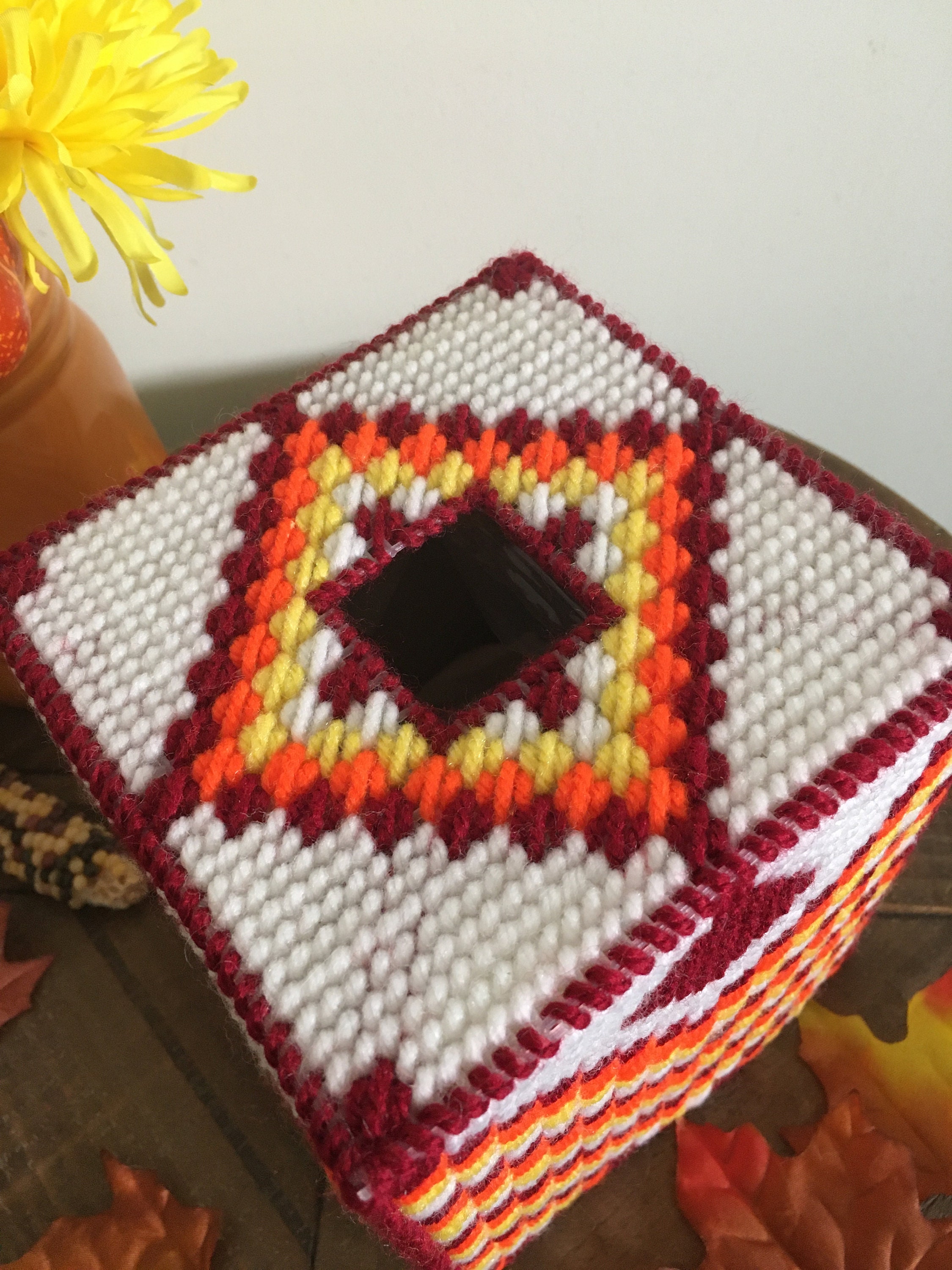 Colorful Geometric Tissue Box Cover Chevron Pattern Home - Etsy