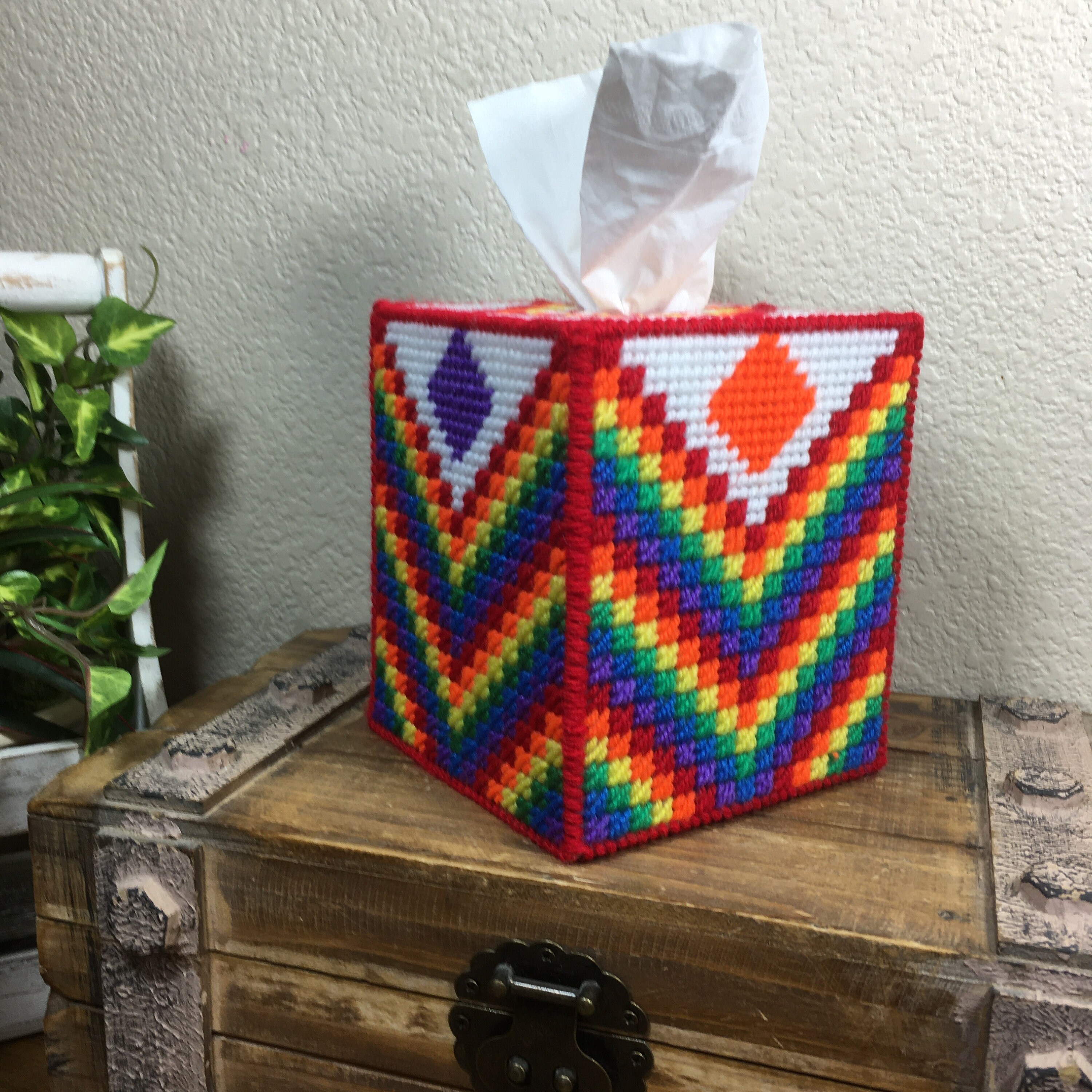 Colorful Geometric Tissue Box Cover Chevron Pattern Home - Etsy