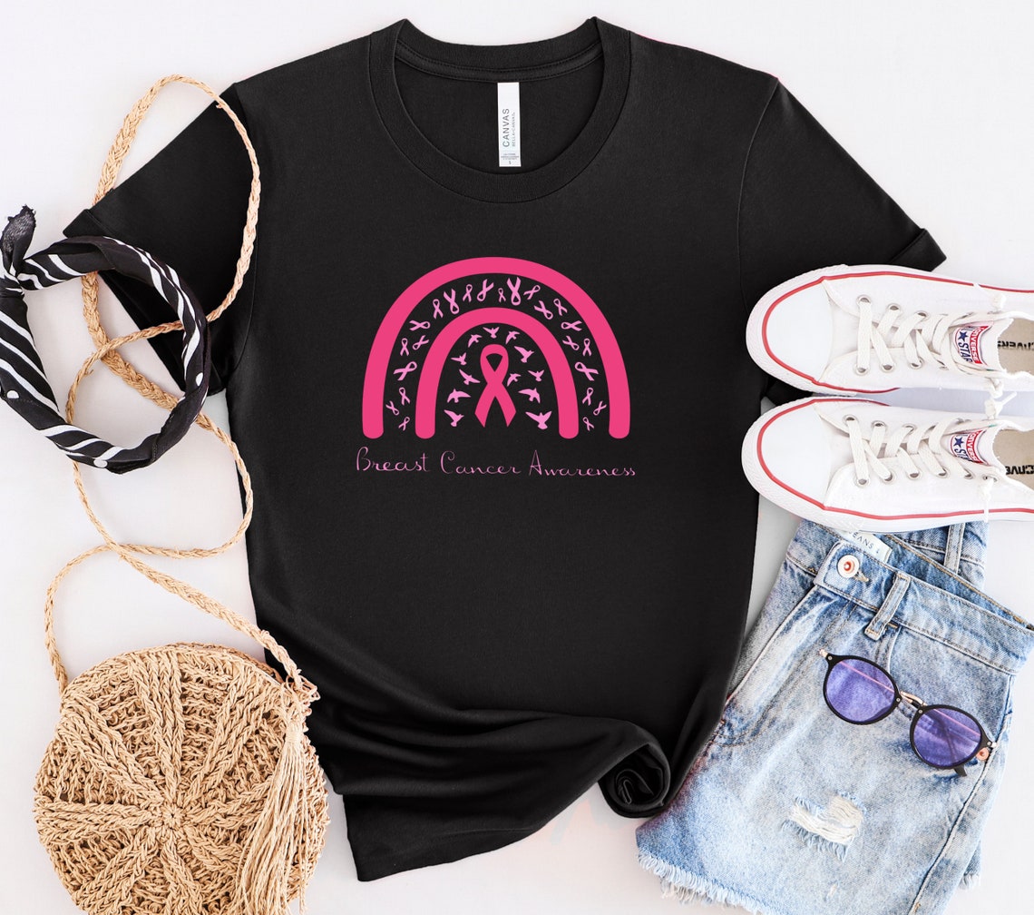 Breast Cancer Rainbow, October Awareness Month, Women's Clothing, Tops ...