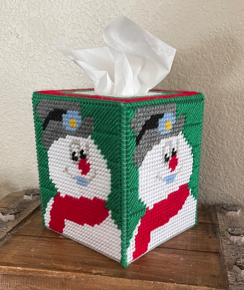Snowman Tissue Box Cover, Christmas Decoration, Gift for Mom, Winter ...