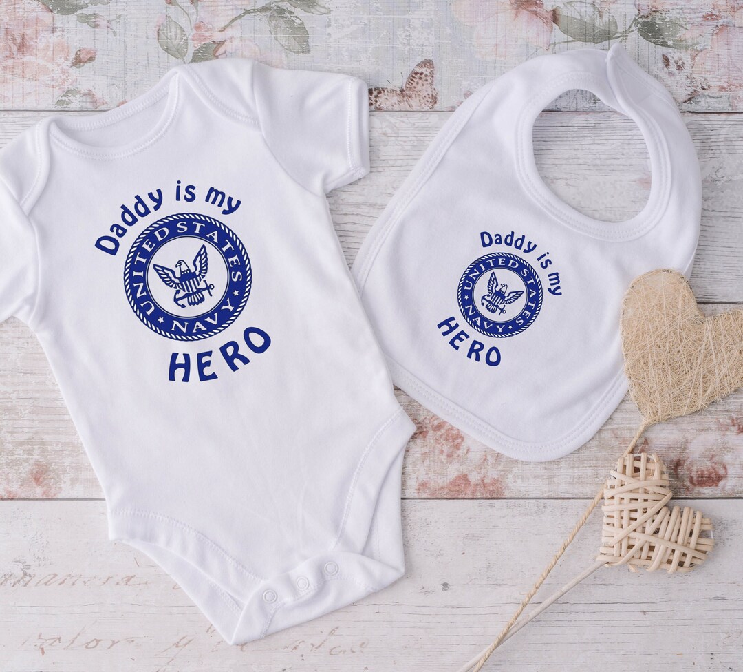 Navy Emblem Baby Bodysuit: Mommy/daddy is My Hero, Military Parent - Etsy