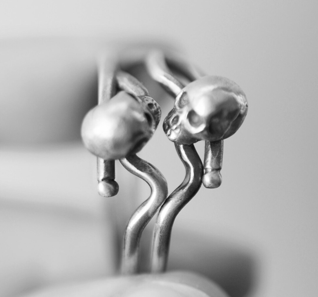 VINTAGE Two Skull Kissing Memento Mori Sterling Silver Rings, Two ...