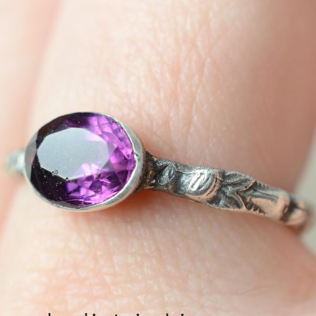 ANTIQUE Georgian Amethyst Engagement Ring, Riviere Necklace Component ...