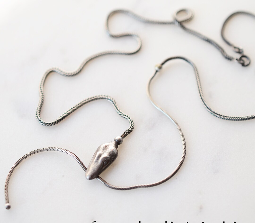 ANTIQUE Bead Patchwork Serpent Chain Necklace 800 Sterling Silver, Art ...