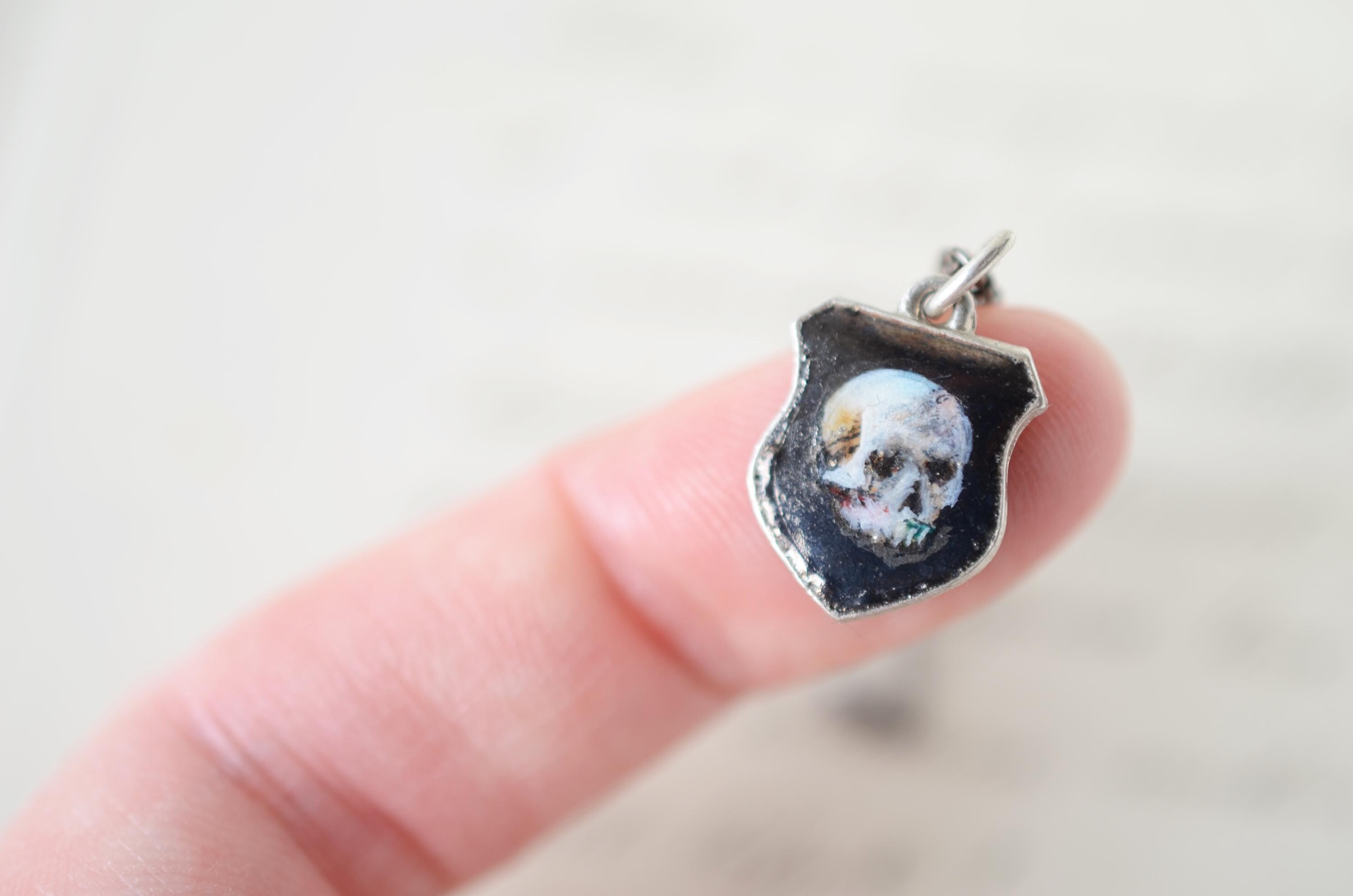 ANTIQUE Handmade Memento Mori Skull Pendant in 800 Sterling Silver ...