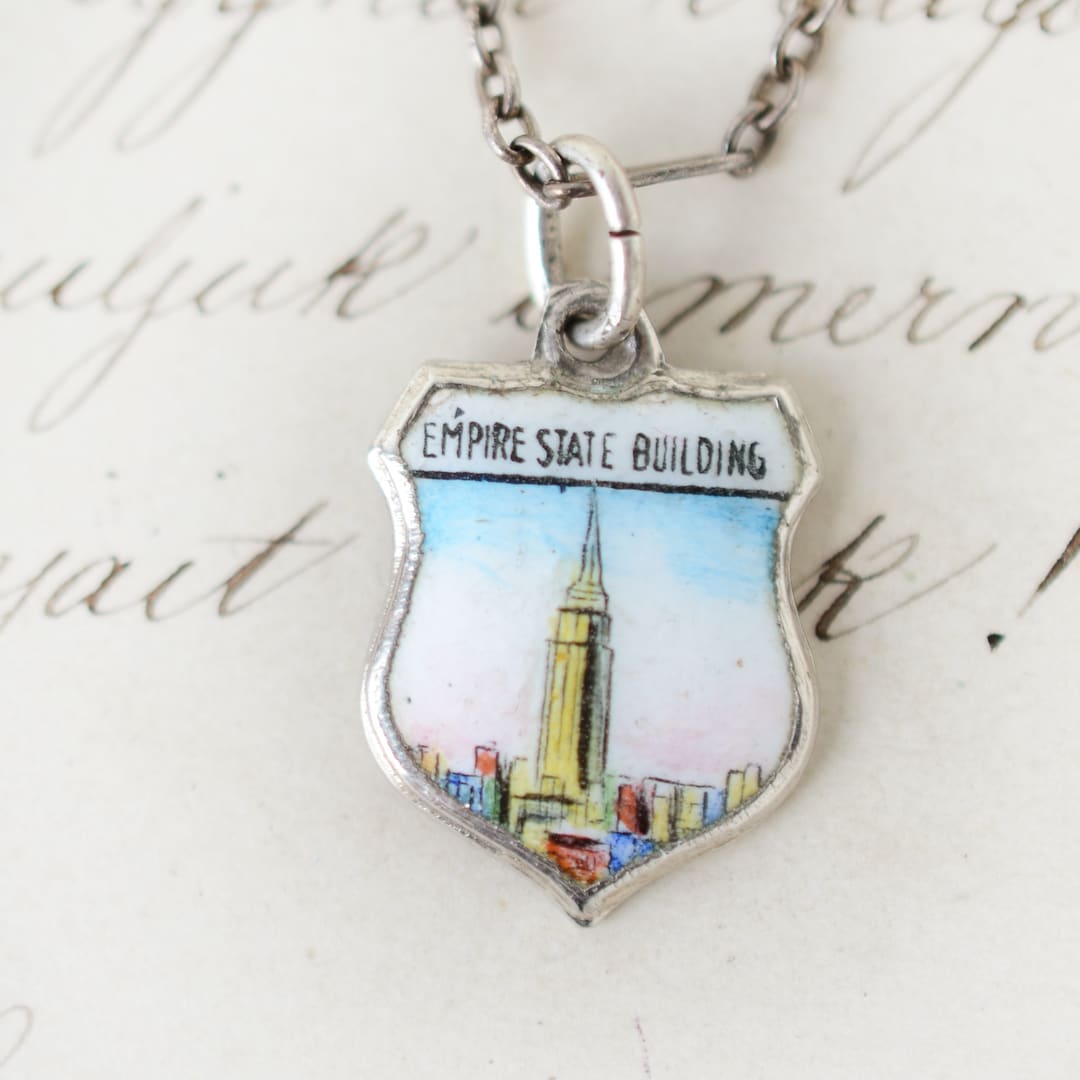 VINTAGE Empire State Building Enamel Travel Charm Sterling Silver 800 ...