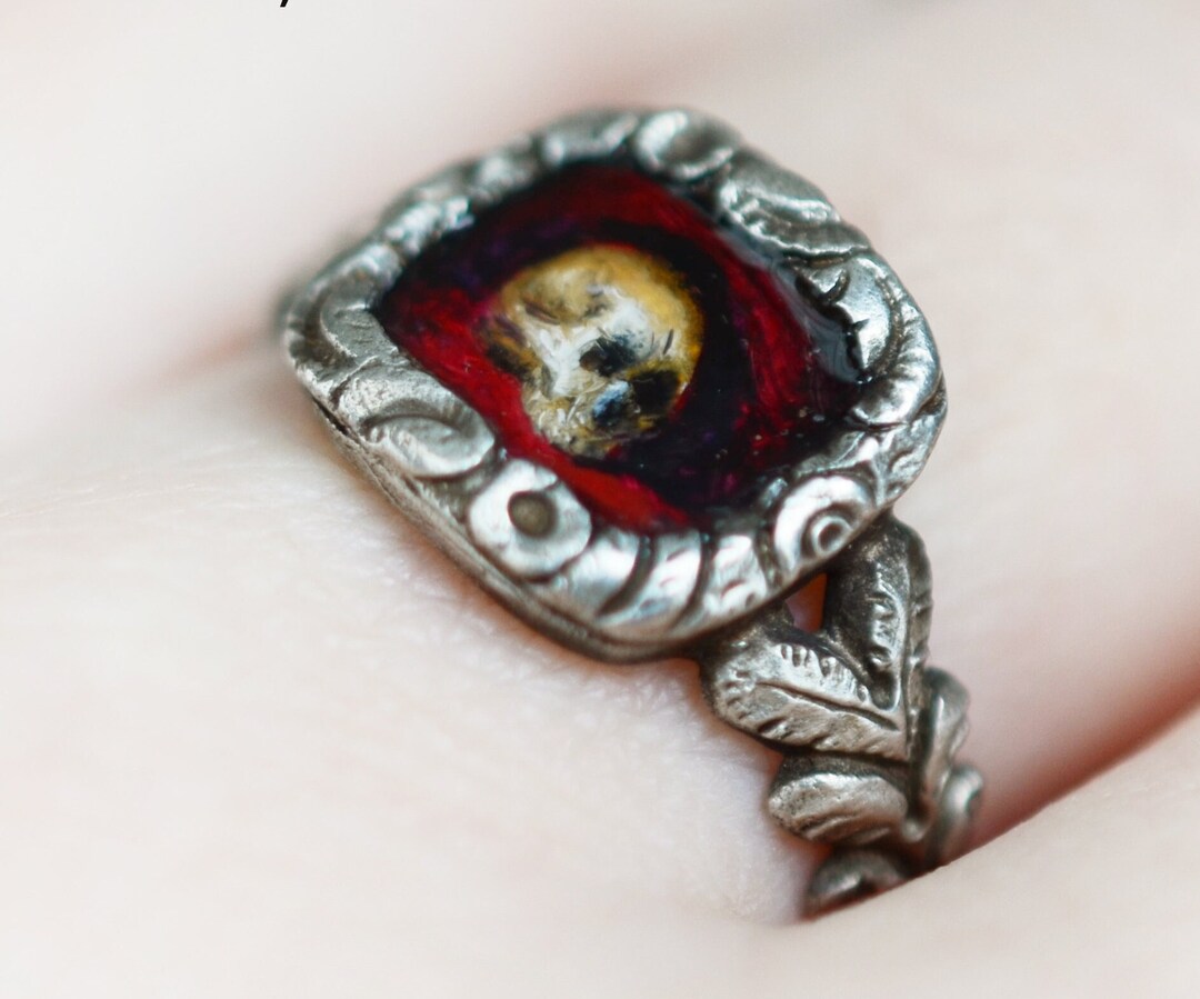 Tiny Skull Memento Mori Sterling Silver Ring, Georgian Original Moulded ...