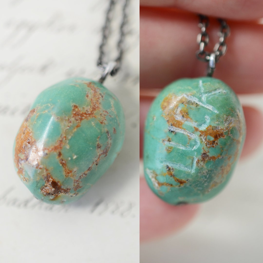 VINTAGE LUCKY Pebble Souvenir Turquoise 800 Sterling Silver Pendant ...