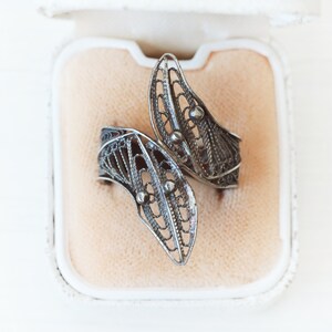 VINTAGE 'lace' Snake Ring, Filigree Sterling Silver, Two Serpent Heads ...