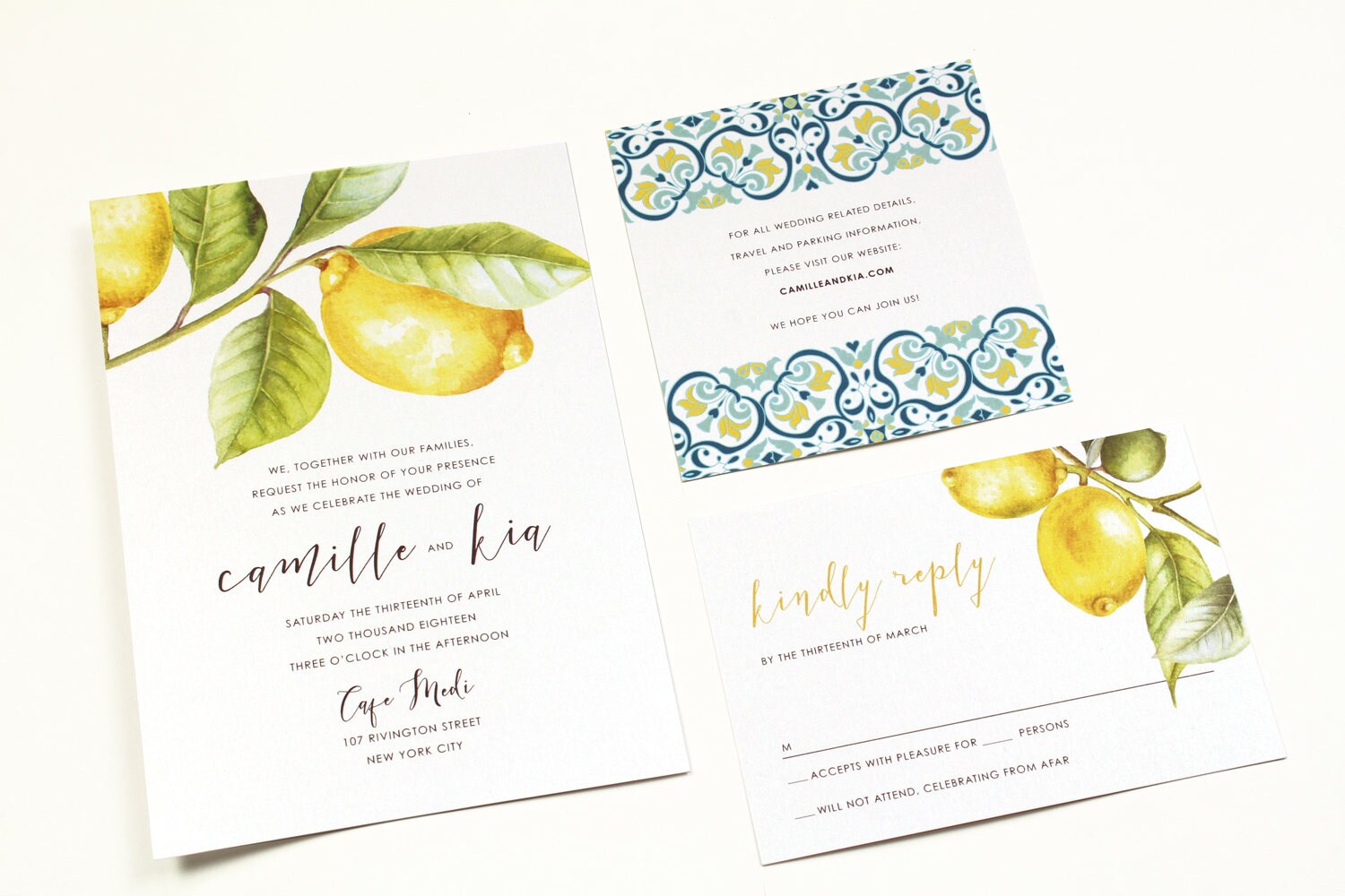 Lemon Wedding Invitation Mediterranean Wedding Invitation | Etsy