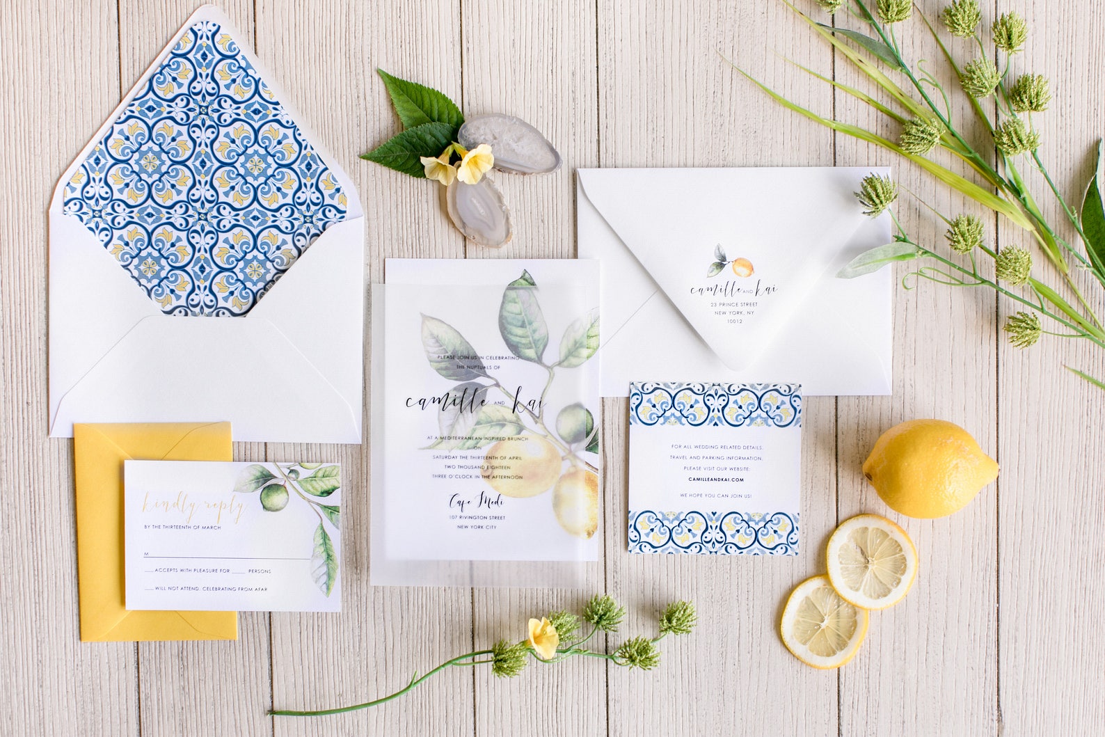 Lemon Wedding Invitation Mediterranean Wedding Invitation | Etsy