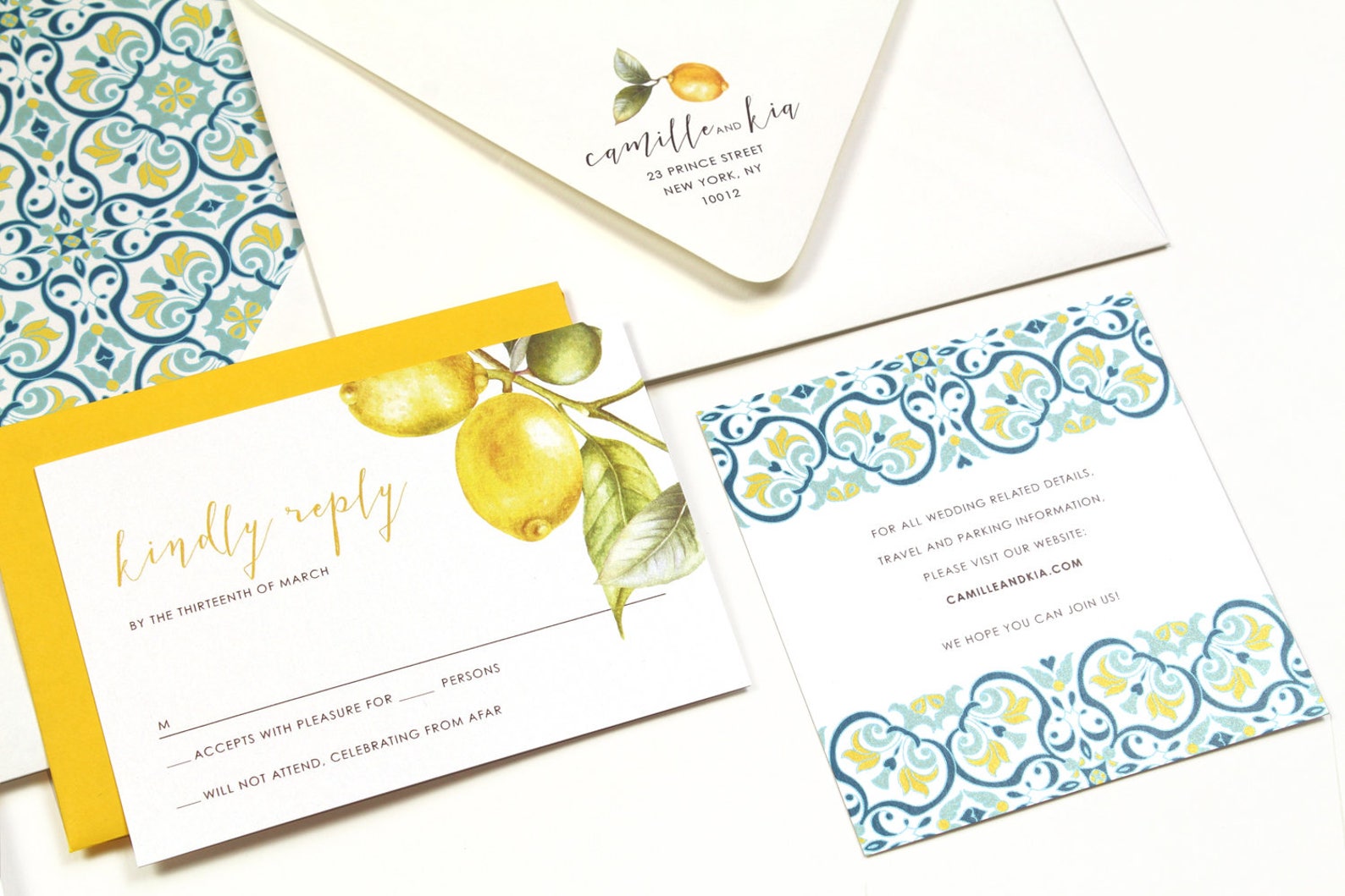 Lemon Wedding Invitation Mediterranean Wedding Invitation | Etsy