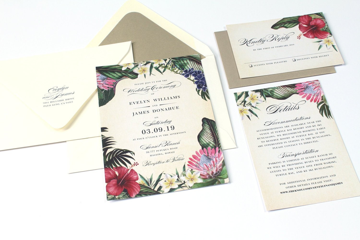 Tropical Wedding Invitation Destination Wedding Invitation | Etsy