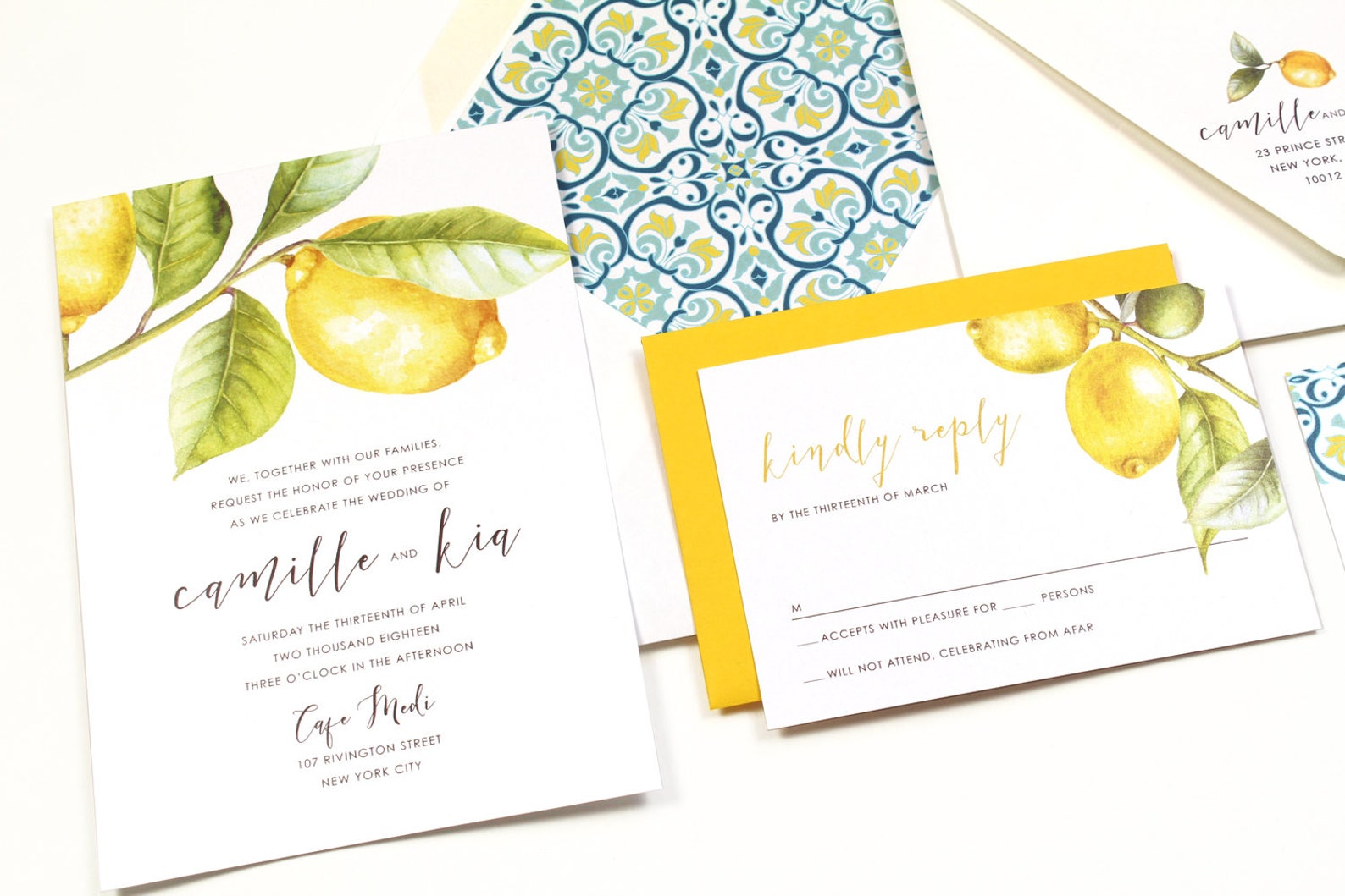 Lemon Wedding Invitation Mediterranean Wedding Invitation | Etsy