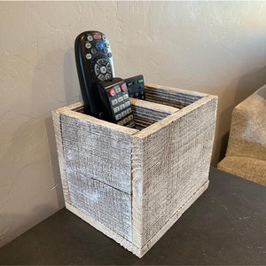 Remote Control Holder Wood Box | 2 Slot Media Storage Box | Reclaimed ...