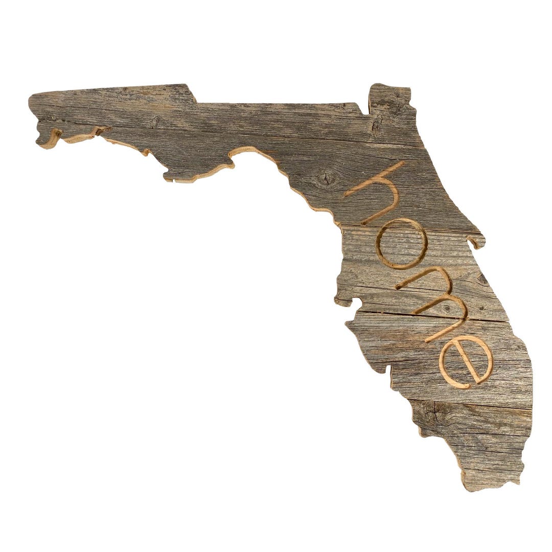 Florida Rustic Farmhouse Wood State Sign | State Wall Home Décor ...
