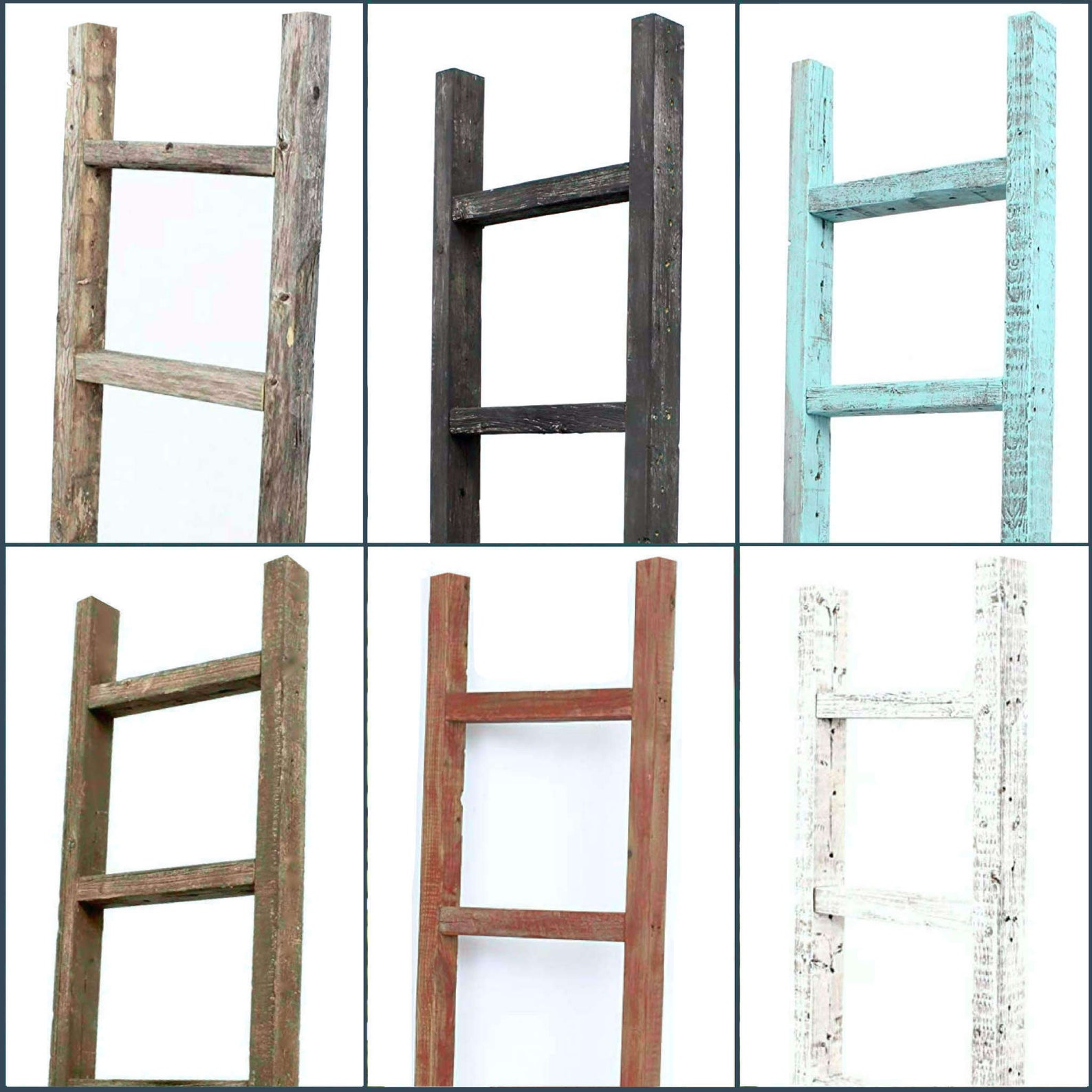 Rustic Farmhouse Decorative Wood Ladder 1.625 Deep Ladder Multiple ...
