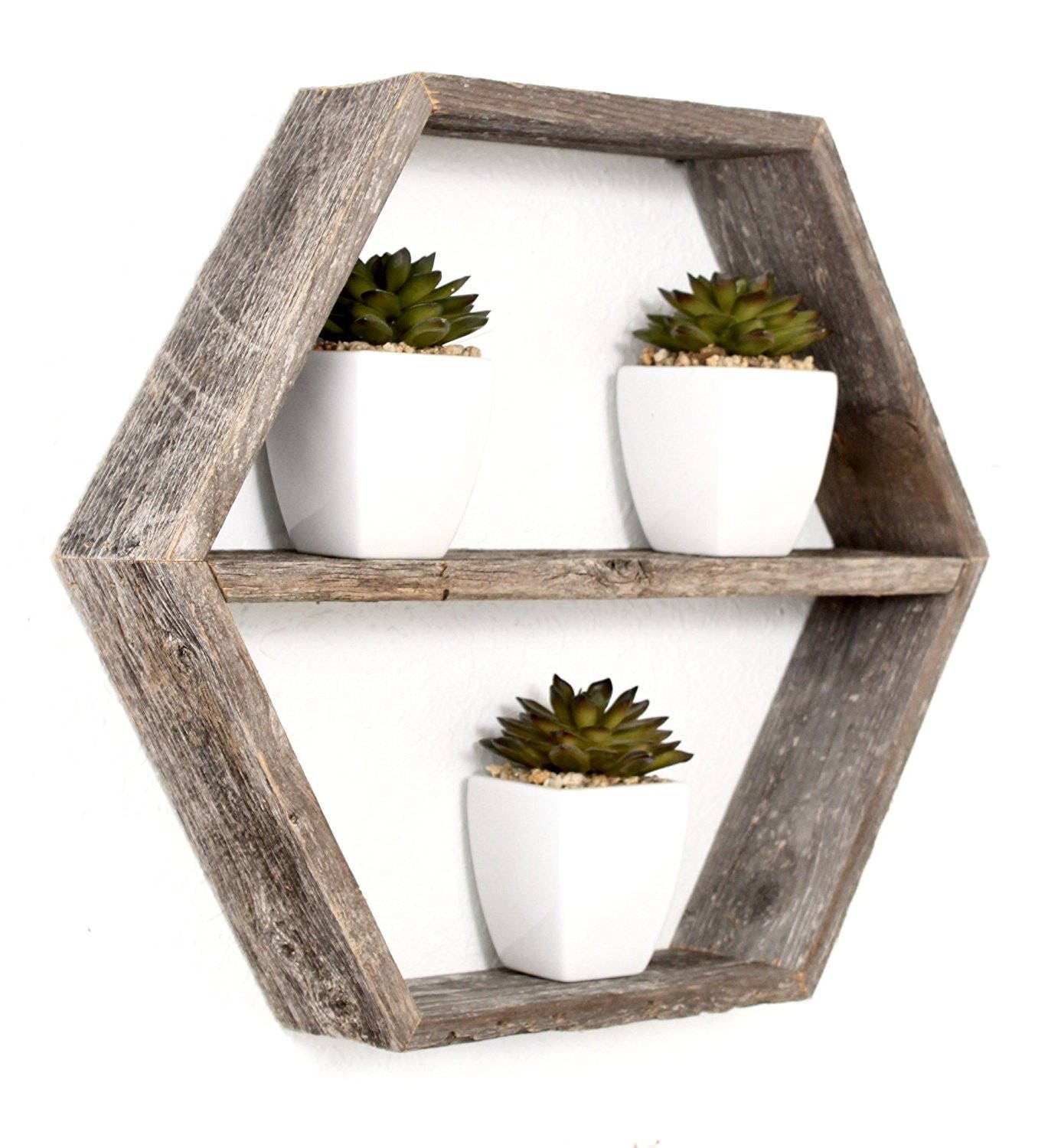 Barnwoodusa Rustic Wood Hexagon Shelf 100% Up-cycled | Etsy