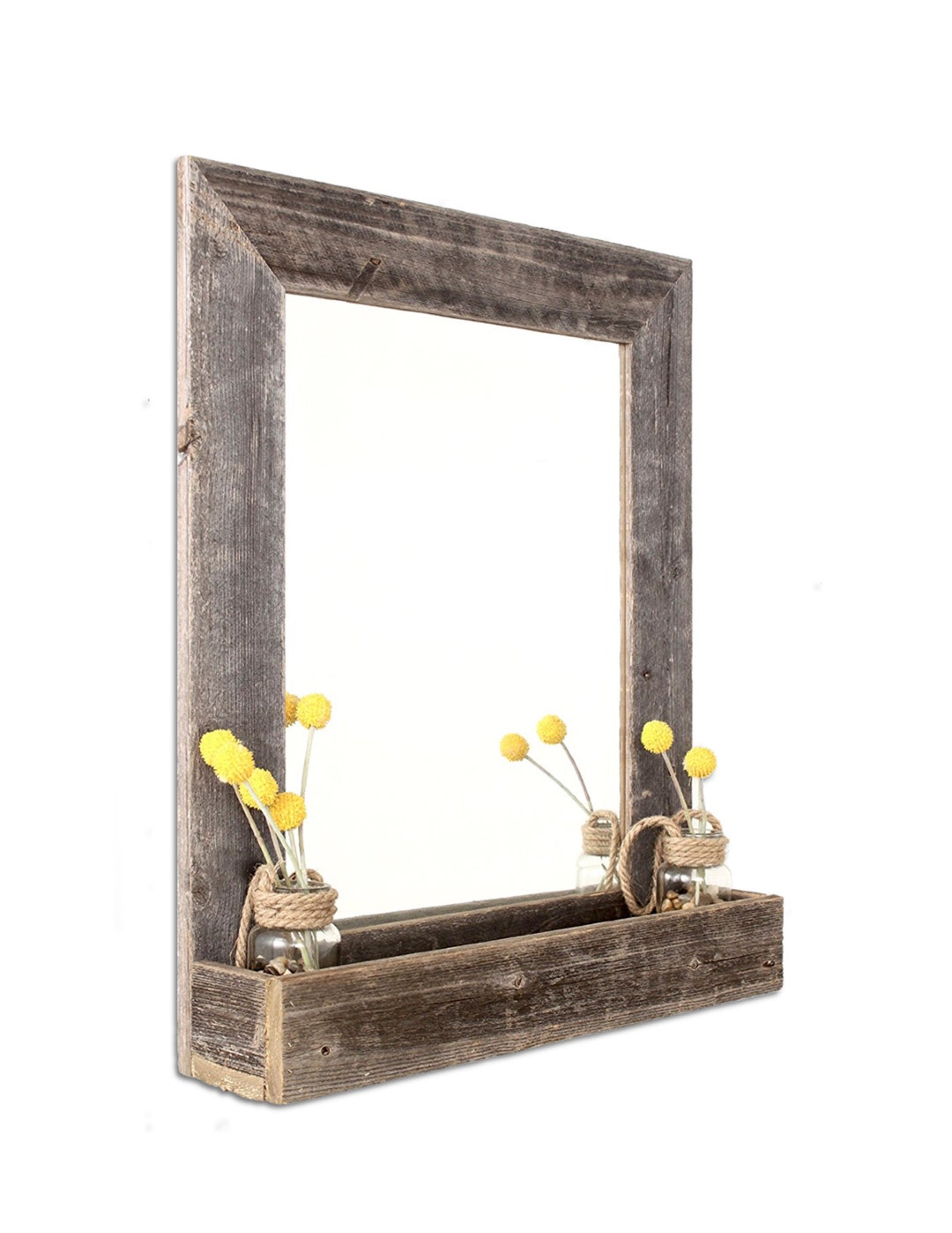 Large Farmhouse Mirror With Shelf - 100% Reclaimed Wood Rustic Wall ...