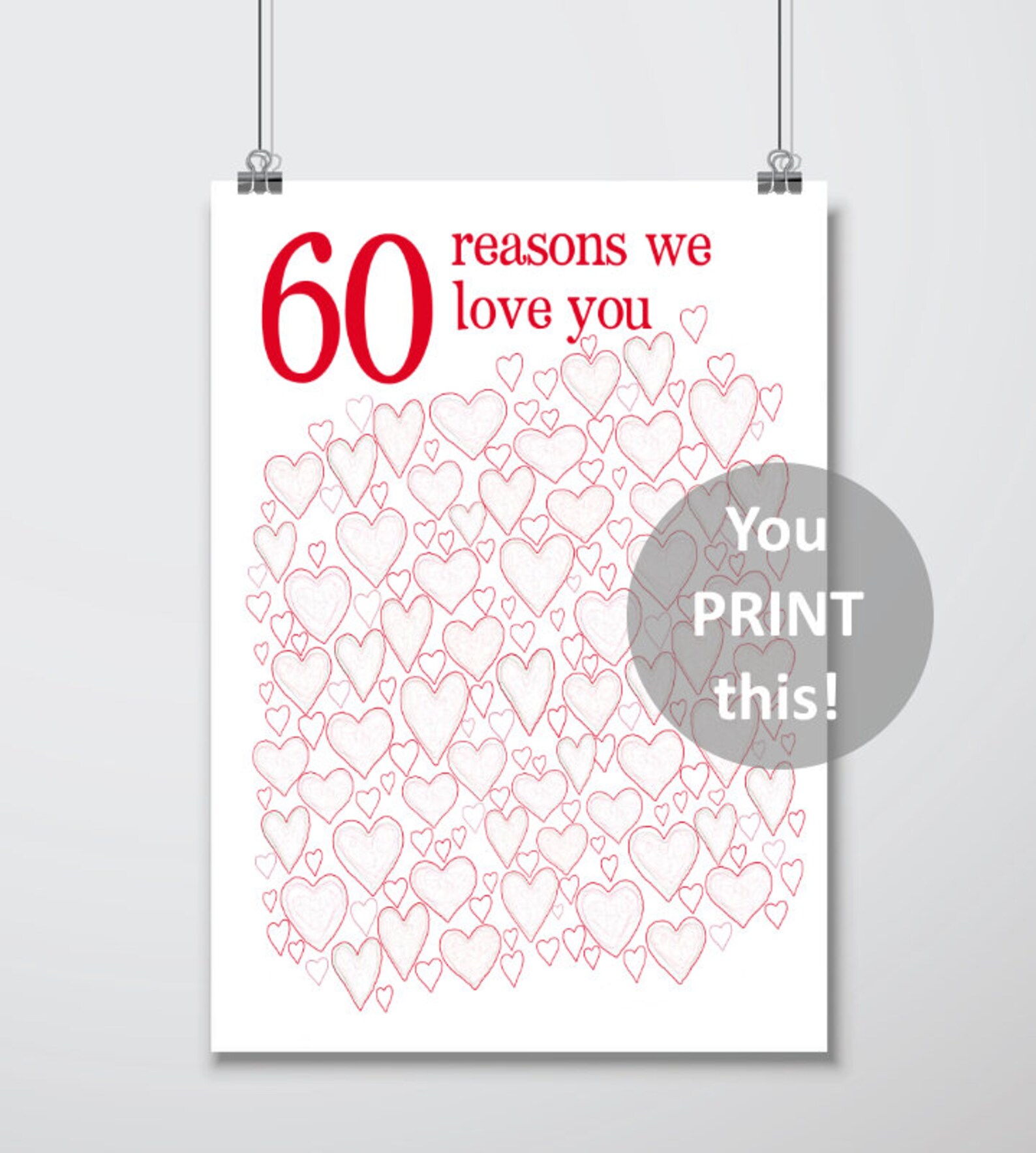 60th Birthday PRINTABLES 60th Anniversary Gift Party | Etsy