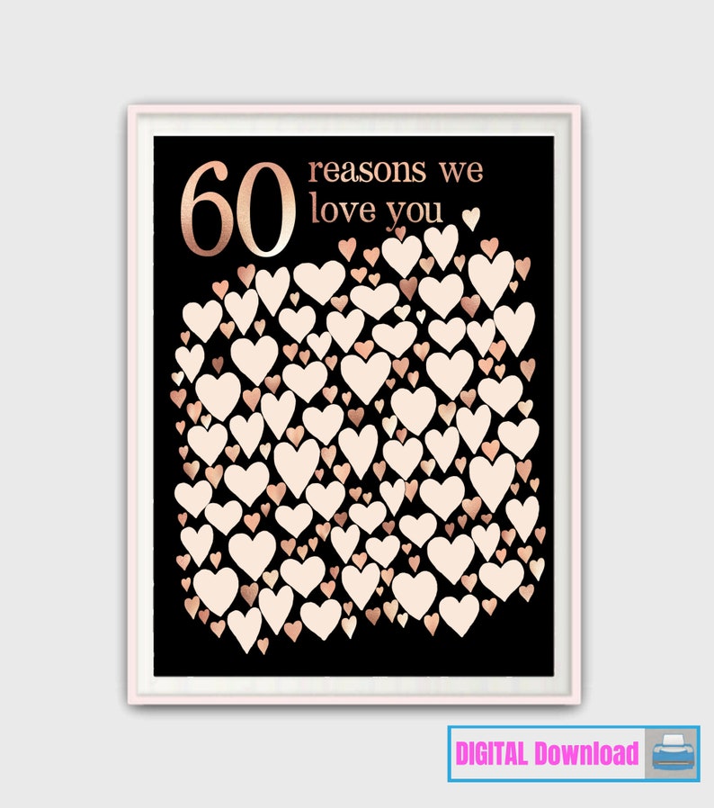 60 Reasons We Love You 60th Birthday Gift Guest Book for - Etsy UK