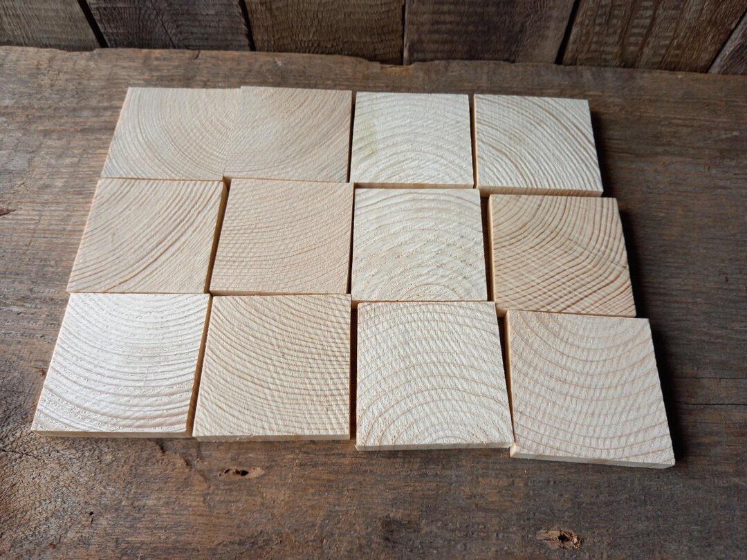 Set of 12 Pine Tree Squares,unfinished Wood Squares,woodworking Craft ...