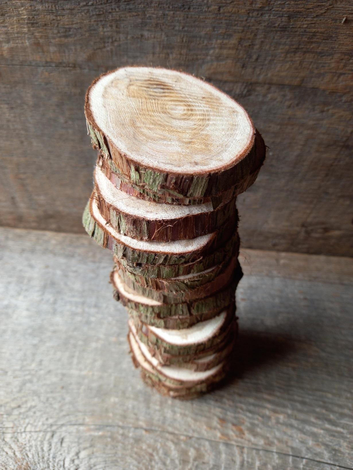 Set of 20 Cypress-tree Slices With Bark,unfinished Wood Slice With Bark ...