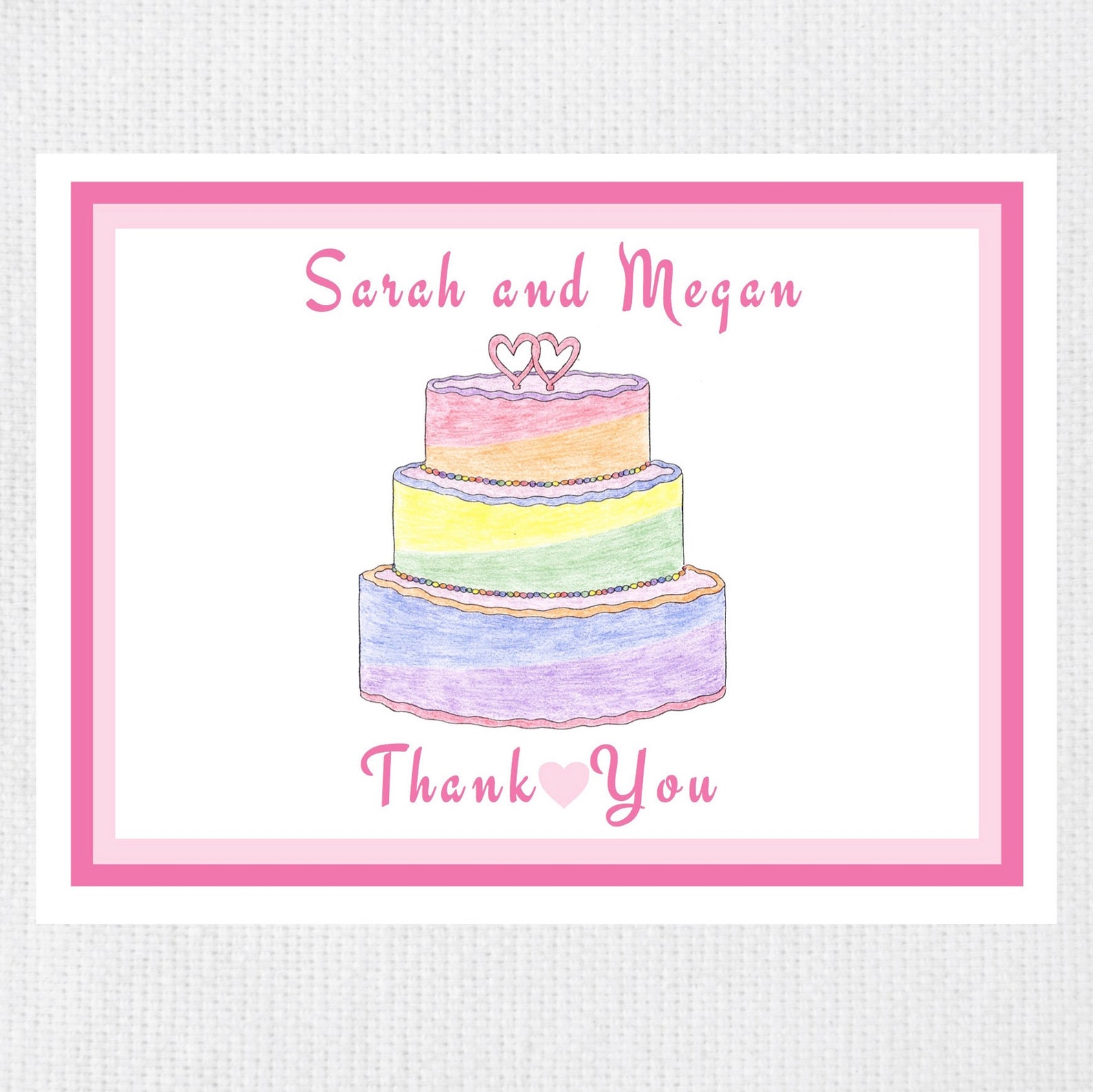 Two Brides Lesbian Wedding Thank You Card Rainbow Wedding Etsy