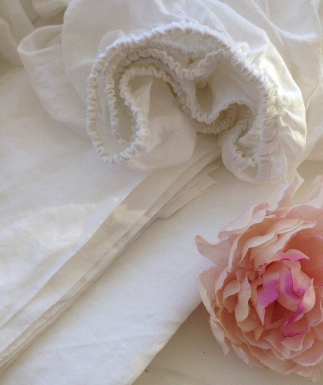 Linen Sheet Set White Linen Sheets Set From 100% Pure Linen White ...