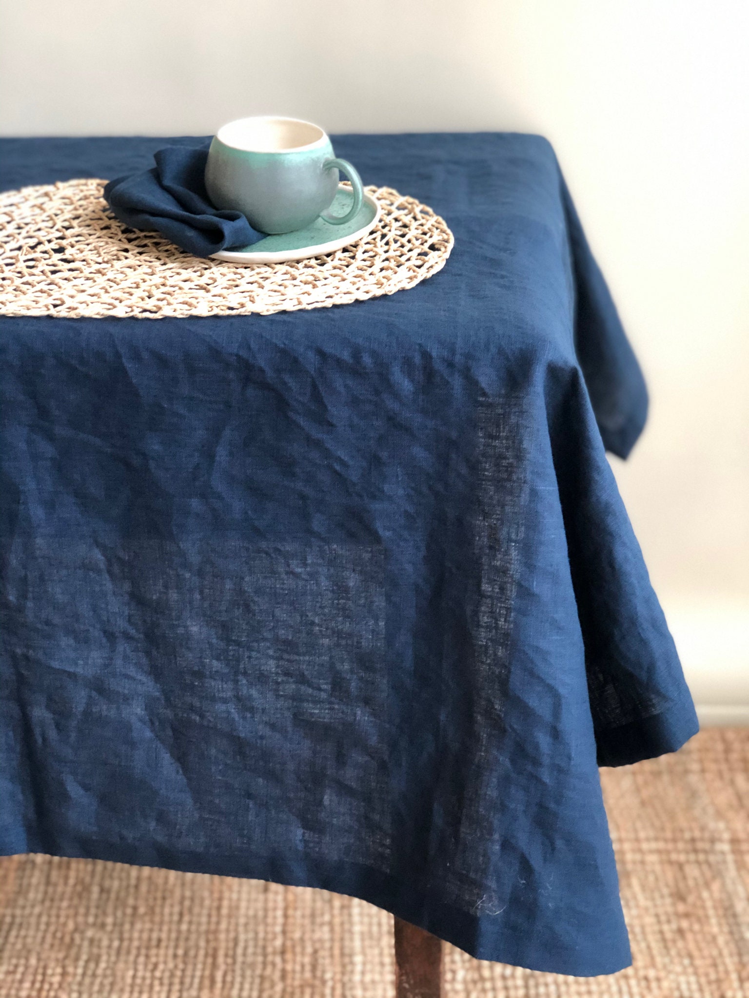 Dark Blue Linen Tablecloth Navy Blue Tablecloth From Linen - Etsy