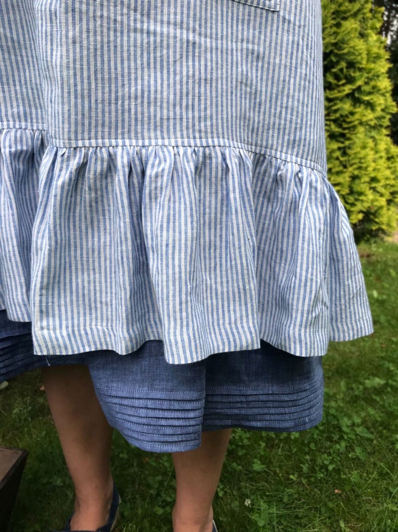 Linen Pinafore Apron With Ruffle Striped Pinafore Apron - Etsy