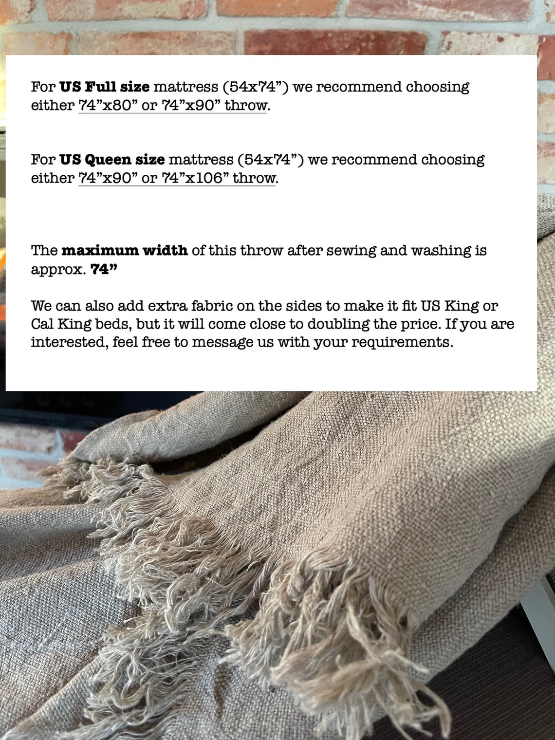 Linen Bed Cover Rustic Linen Rustic Blanket With Fringes | Etsy