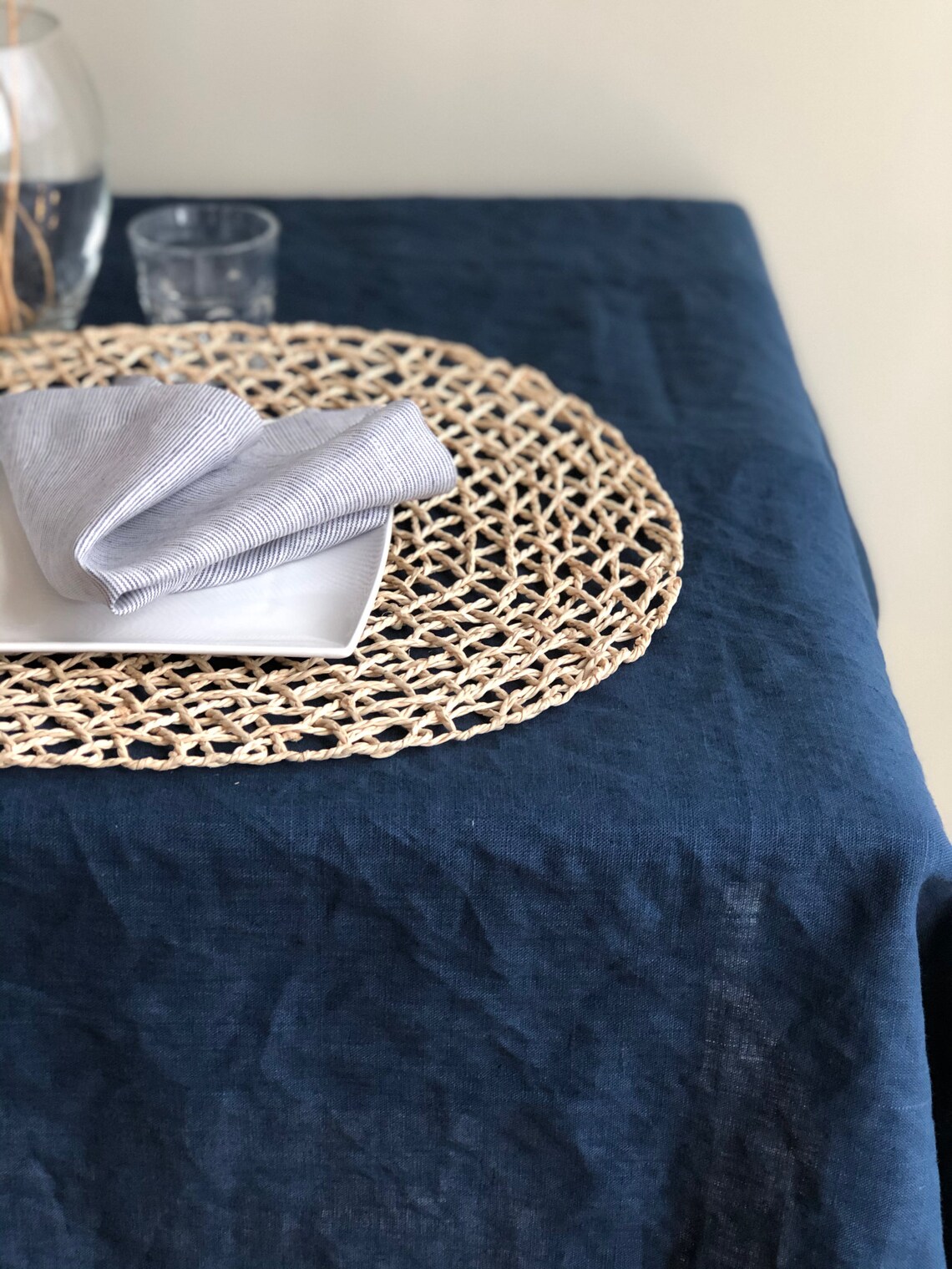 Dark Blue Linen Tablecloth Navy Blue Tablecloth From Linen - Etsy