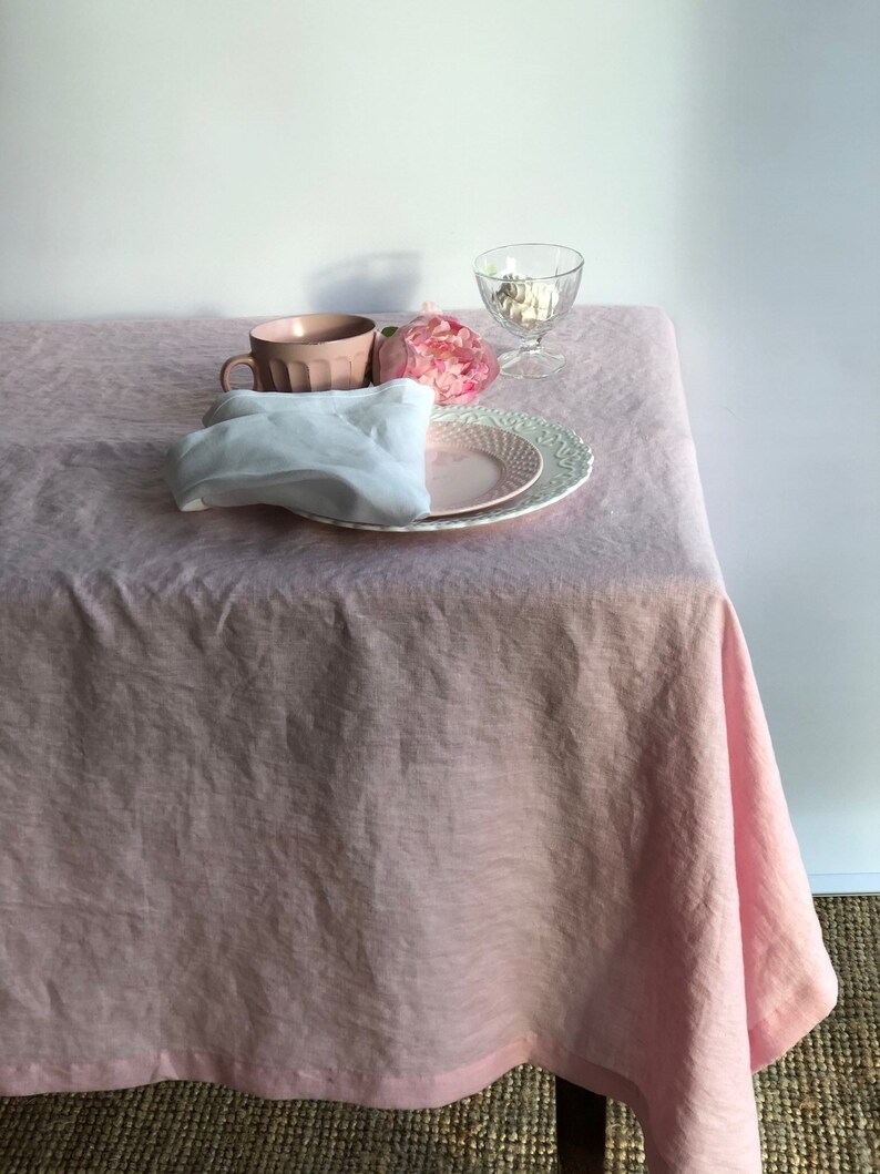 Pink Linen tablecloth Romantic tablecloth Custom tablecloth | Etsy