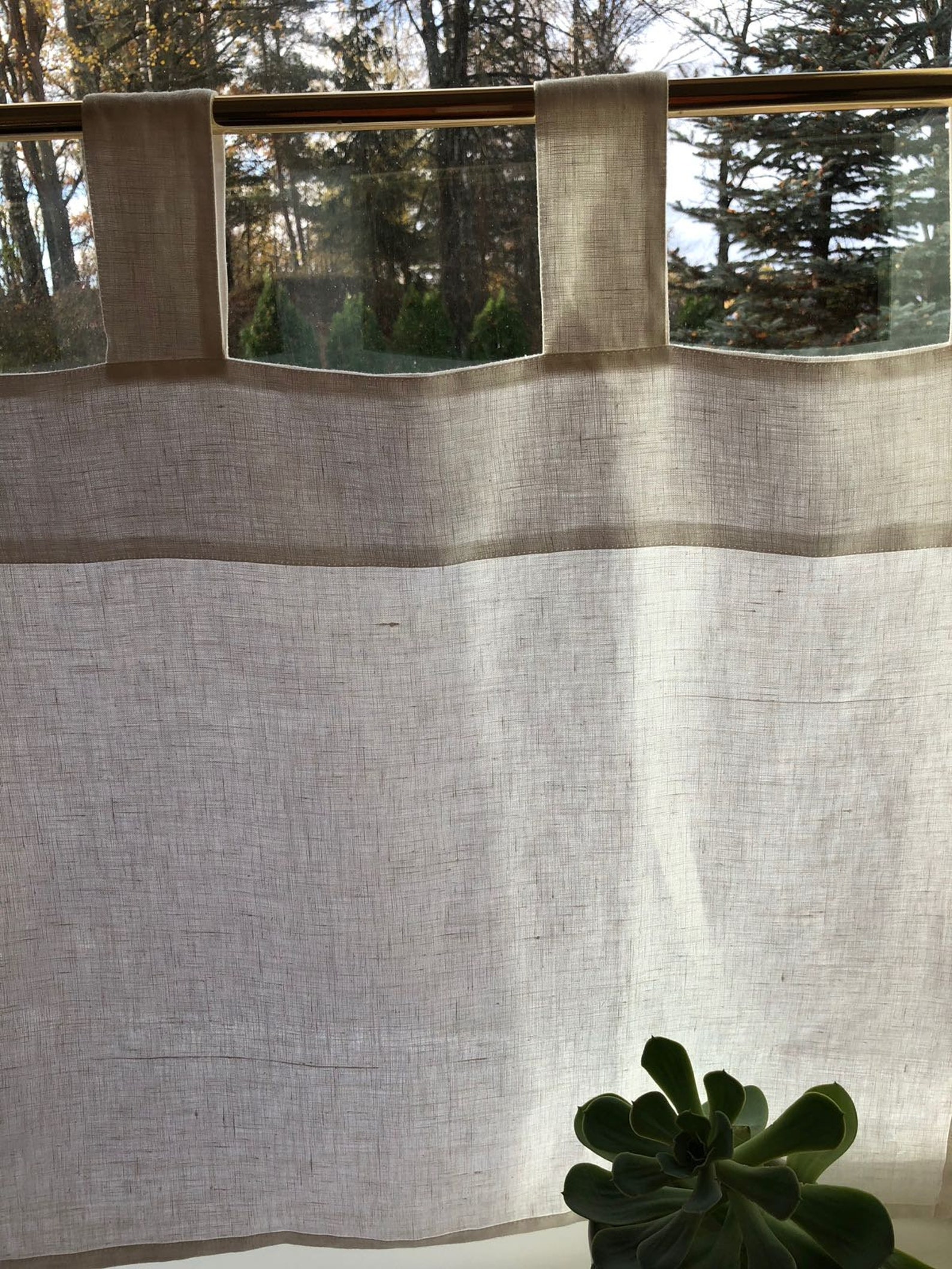 Linen Cafe Curtain White Linen Curtain Panel Linen Valance - Etsy