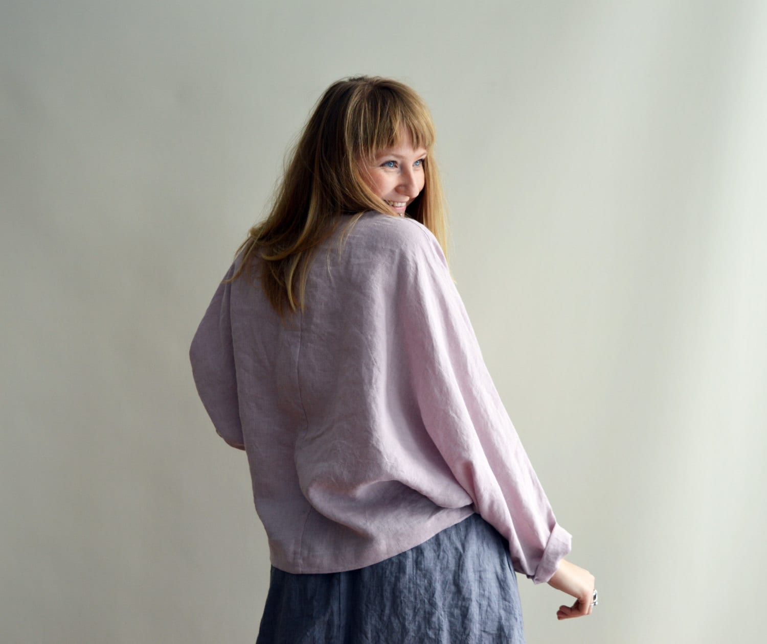 Batwing Top Loose Linen Top With Long Sleeves Dolman Top - Etsy