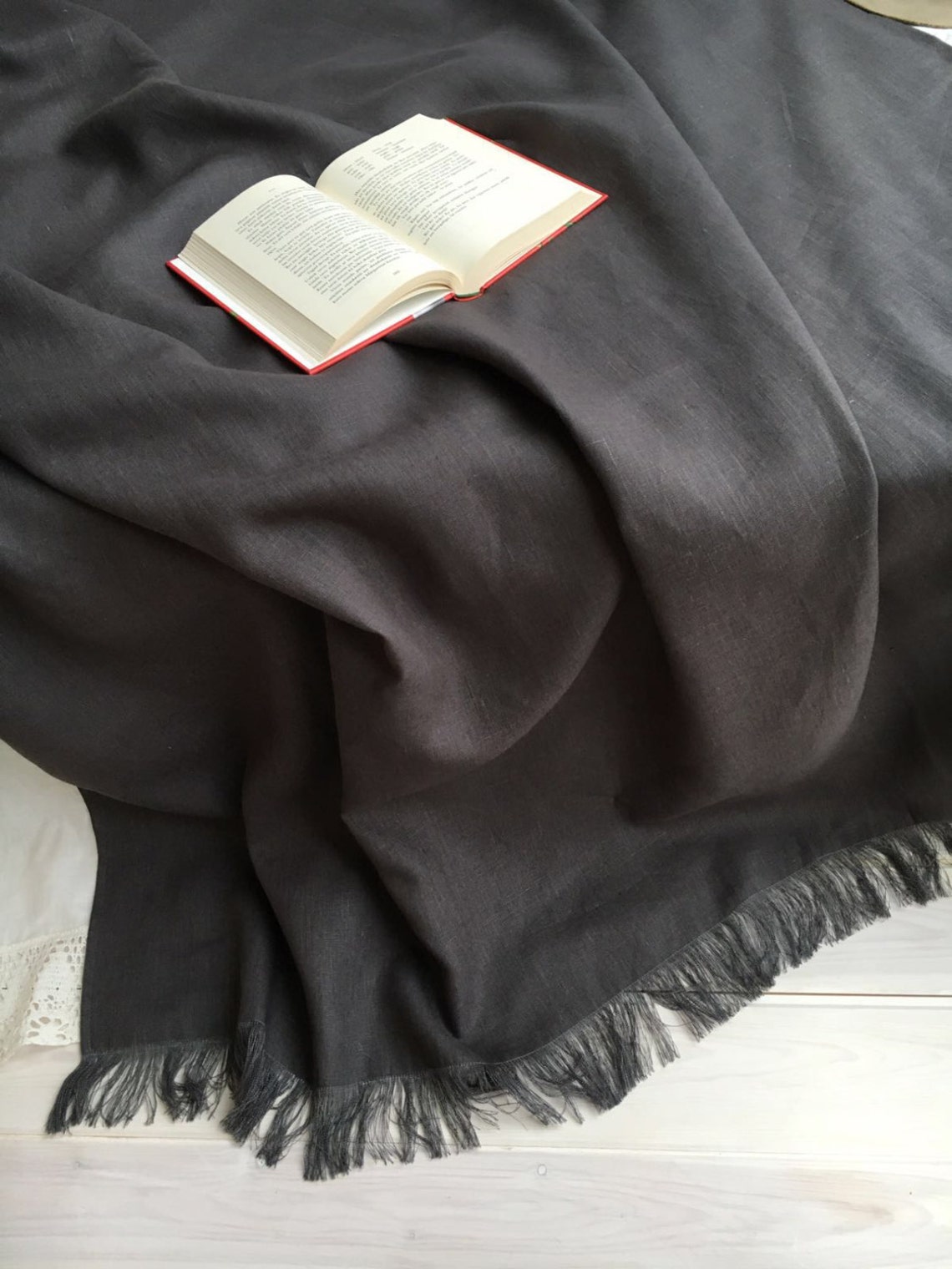 Linen Bed Throw Blanket Grey Linen Bed Cover Grey Coverlet | Etsy