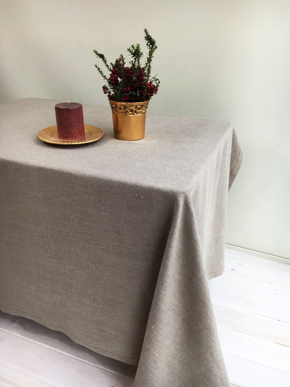 Natural Linen Tablecloth Stonewashed Natural Linen | Etsy