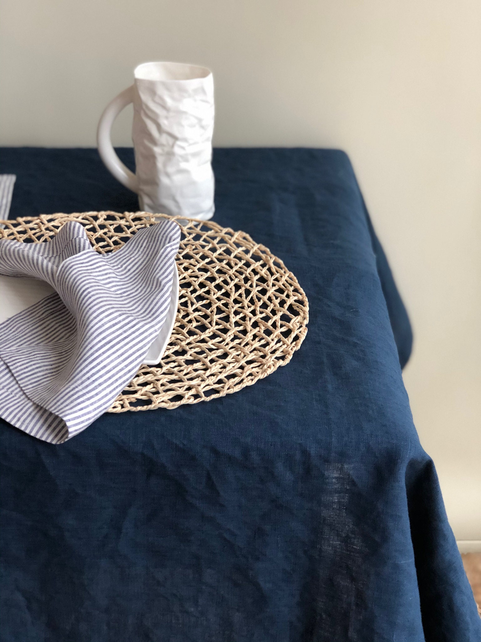 Dark Blue Linen Tablecloth Navy Blue Tablecloth From Linen - Etsy