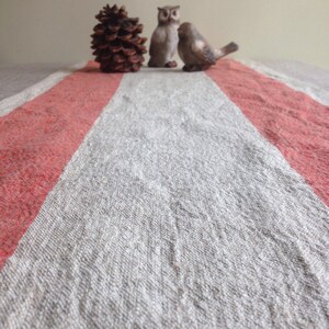 Rustic Table Runner, Linen Table Runner, Red Striped Table Runner ...