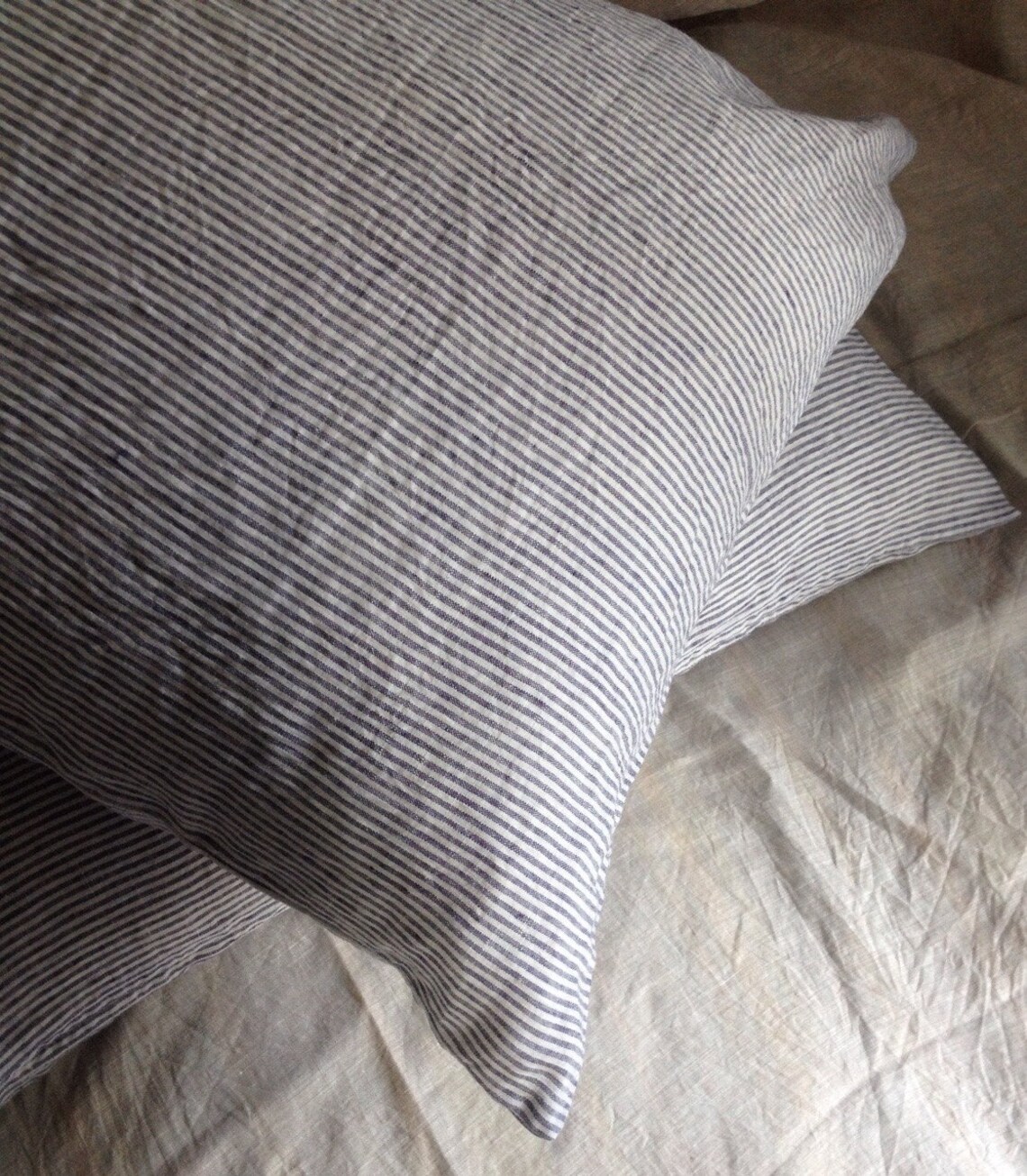 Striped Linen Pillowcases Set of Two Linen Pillowcases With - Etsy