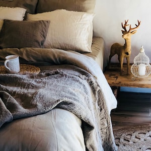 Linen Bed Cover, Rustic Linen, Rustic Blanket With Fringes, Linen Throw ...