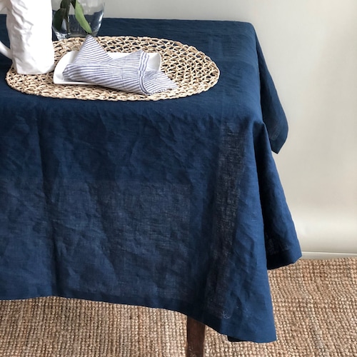 Dark Blue Linen Tablecloth Navy Blue Tablecloth From Linen - Etsy