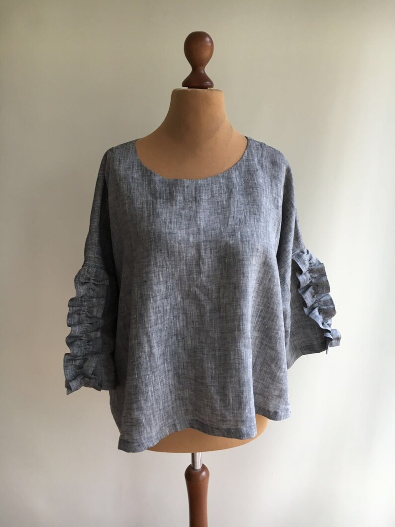 Womens Top From Linen Grey Linen Top Linen Tunic Top Linen - Etsy