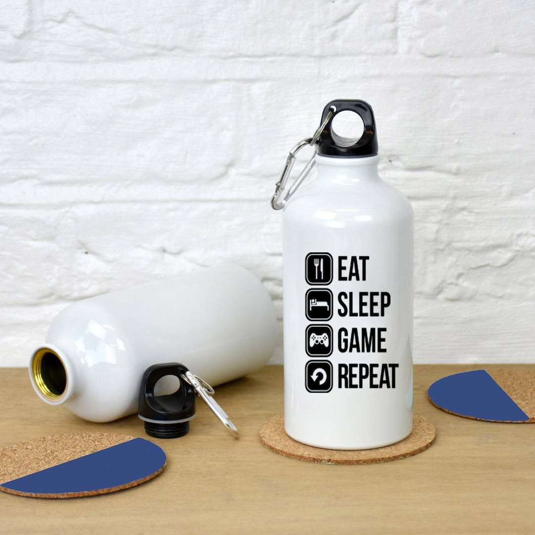 Gamer Drinks Bottle, Eat Sleep Game Repeat Bottle, Gamer Gift, Gift for ...