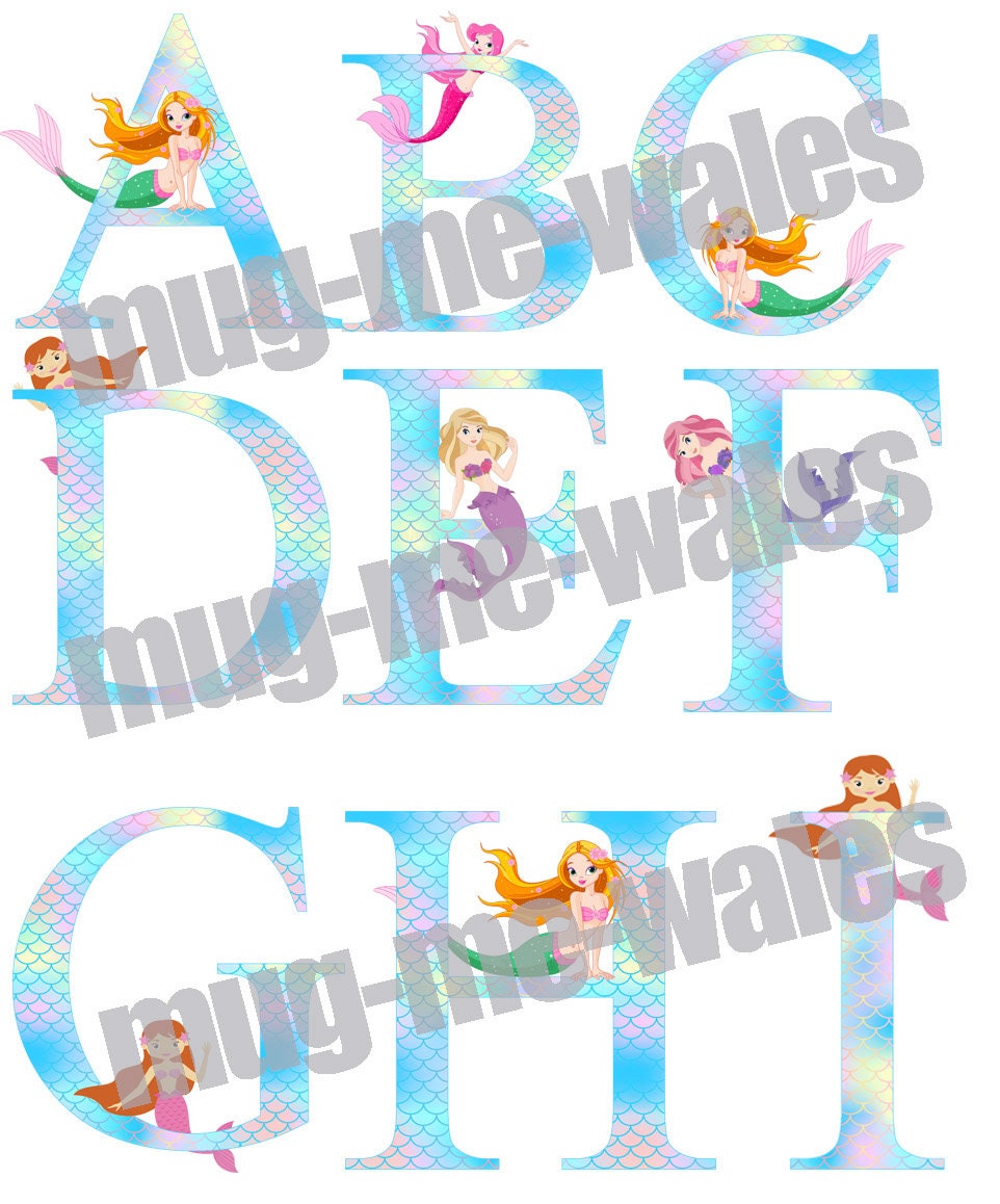 Mermaid Alphabet Initial mug mermaid mug mermaid lovers | Etsy