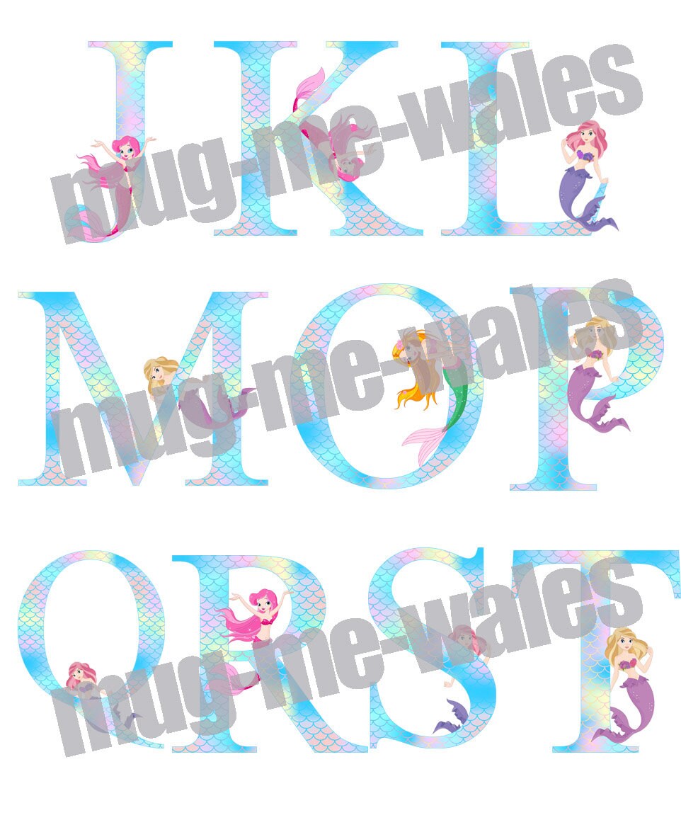 Mermaid Alphabet Initial mug mermaid mug mermaid lovers | Etsy